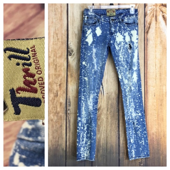 Thrill | Jeans | Thrill Bleach Splattered Distress Skinny Jean | Poshmark